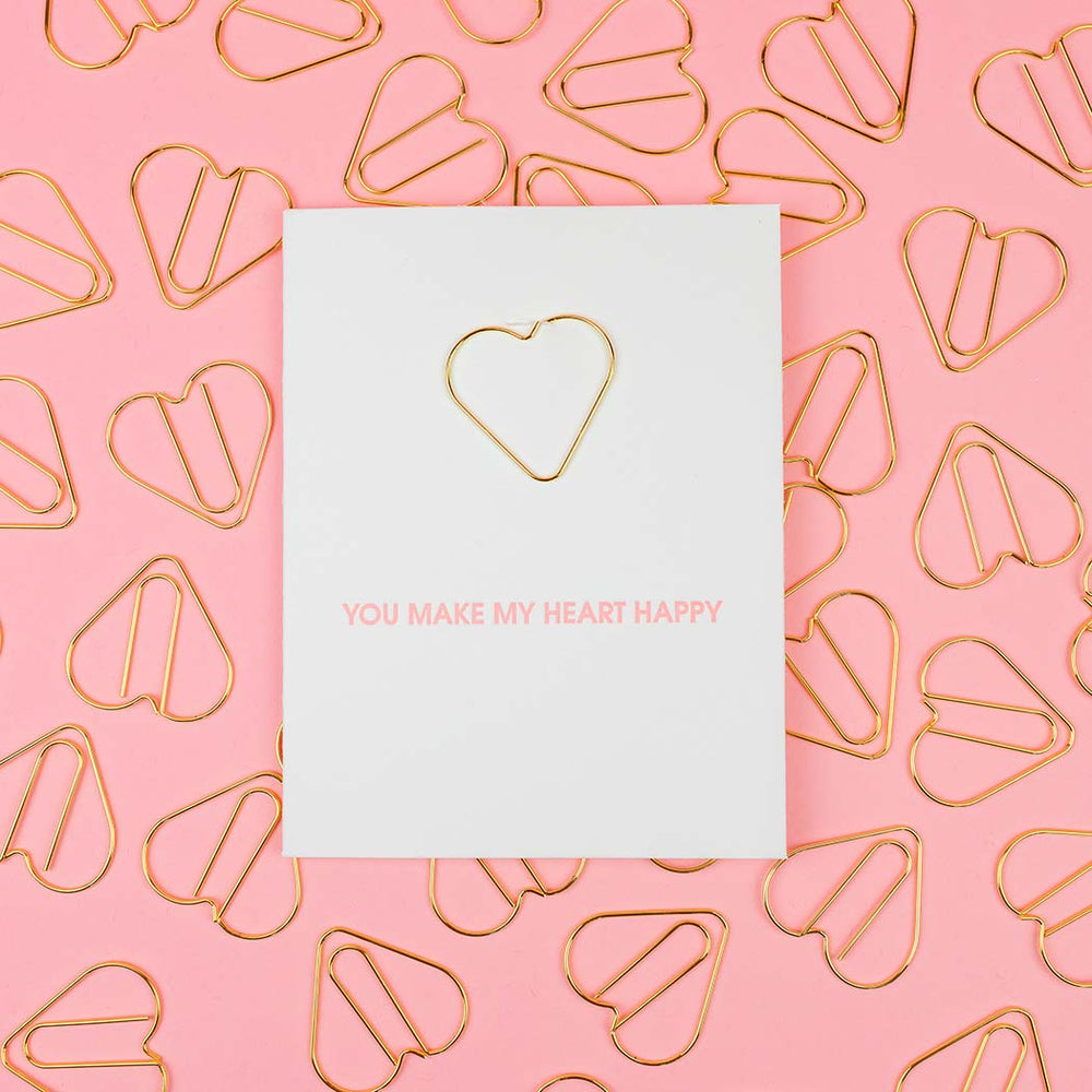 Chez Gagné - Love Letterpress Paperclip Cards - You Make My Heart Happy