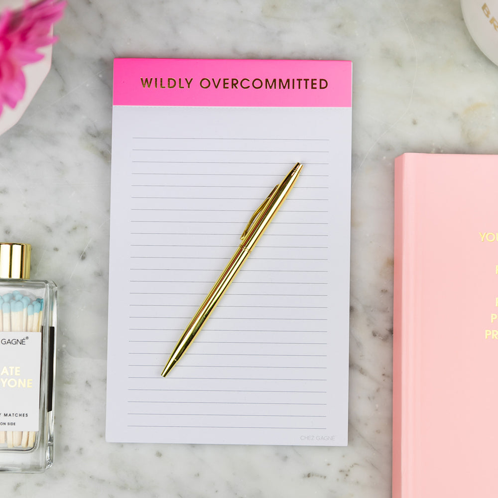 Chez Gagné - Funny Lined Notepad for Office + Home - Wildly Overcommitted